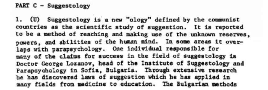 In 1972 the Moronic Pentagon was terrified of Soviet "suggestology ...