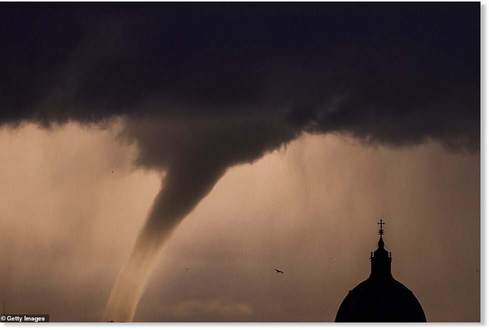 What in the whirled? Romans are captivated as massive waterspout spins ...