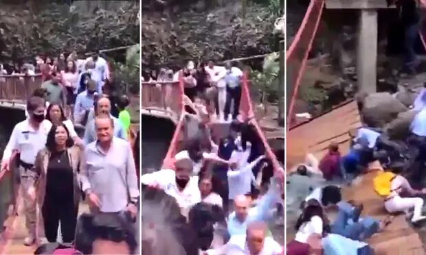 Footbridge collapses during opening ceremony in Mexico, dozens tumble ...
