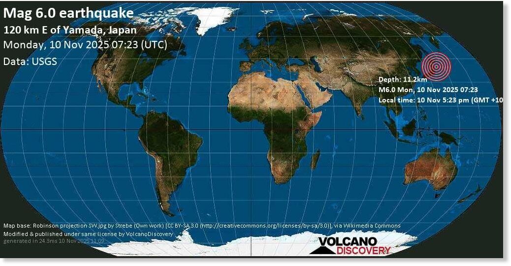 Shallow 6.0 earthquake - North Pacific Ocean off Iwate, Japan — Earth ...